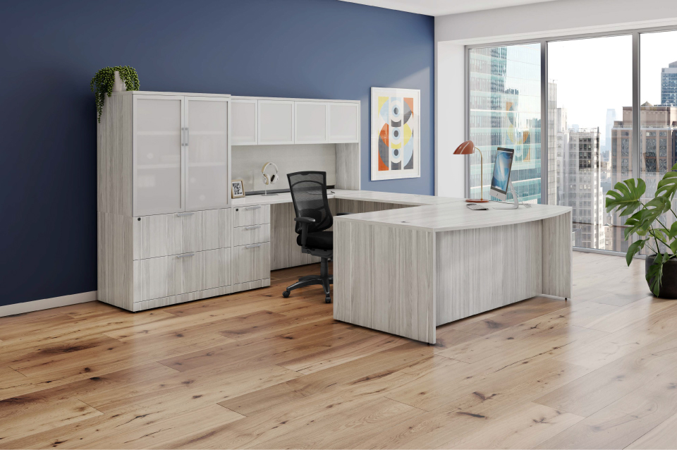 Classic U-Shaped Executive Bowfront Office Desk - e3 Office Furniture ...